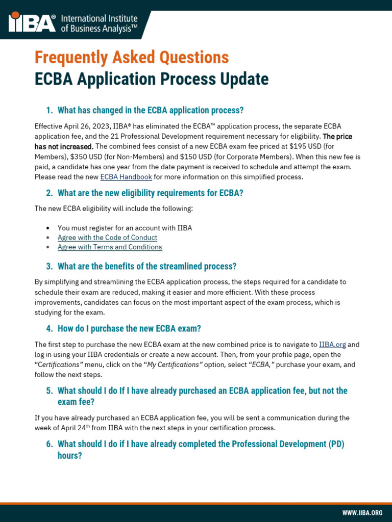 Faqs Ecba Application Process | PDF