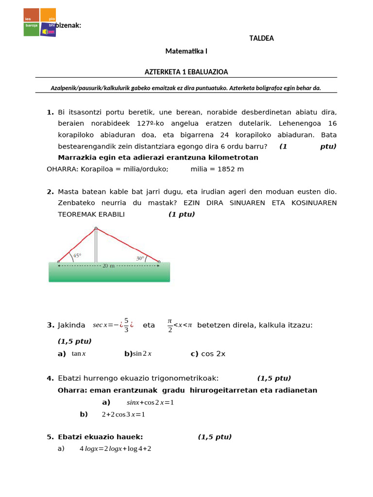 Azterketa 1 Ebaluazioa | PDF