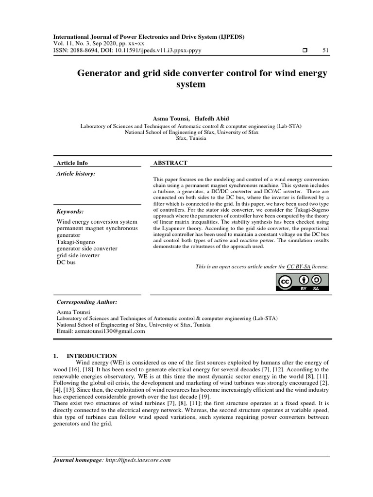 Paper IJPEDS Asma-2 | PDF | Electric Generator | Control Theory