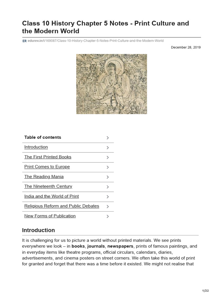 Edurev - In-Class 10 History Chapter 5 Notes - Print Culture and The ...