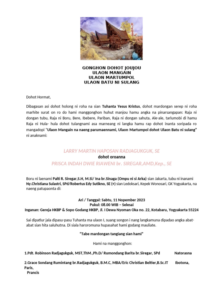 Surat Undangan 2MB Lae LARRY-1 | PDF