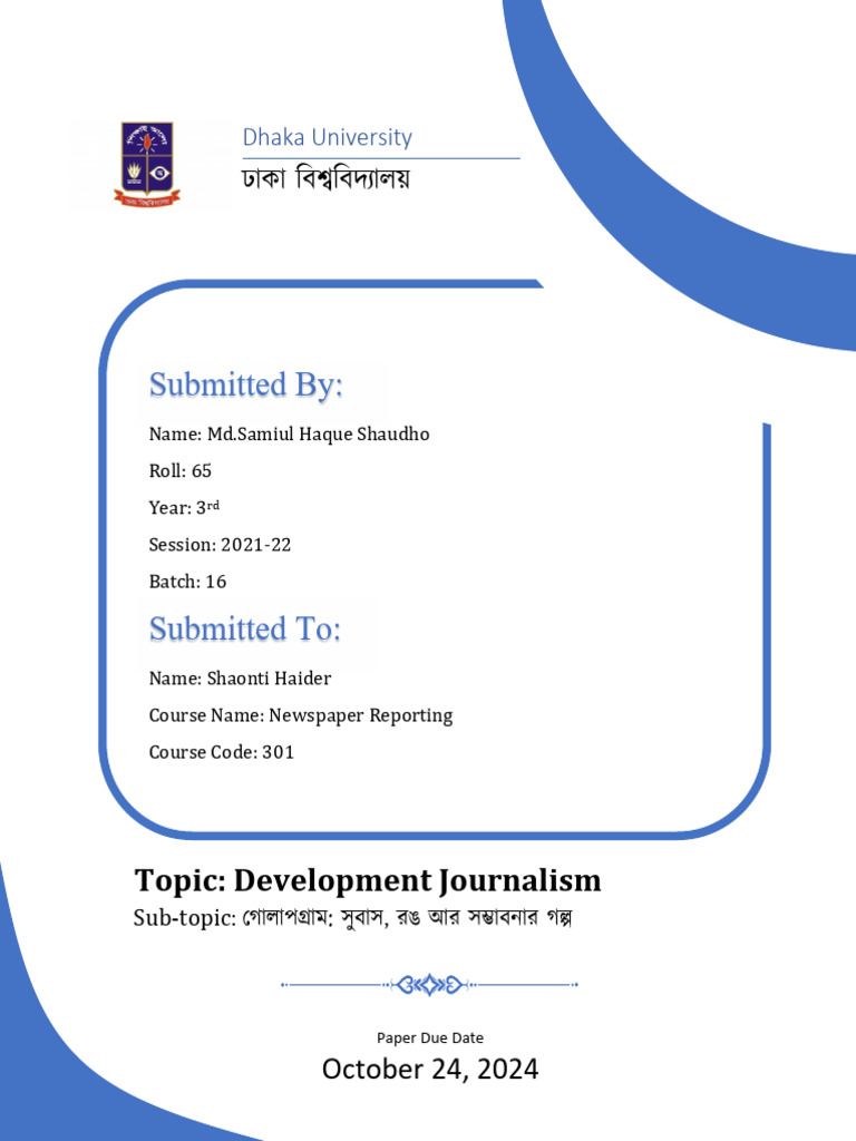 Submitted By:: Topic: Development Journalism | PDF