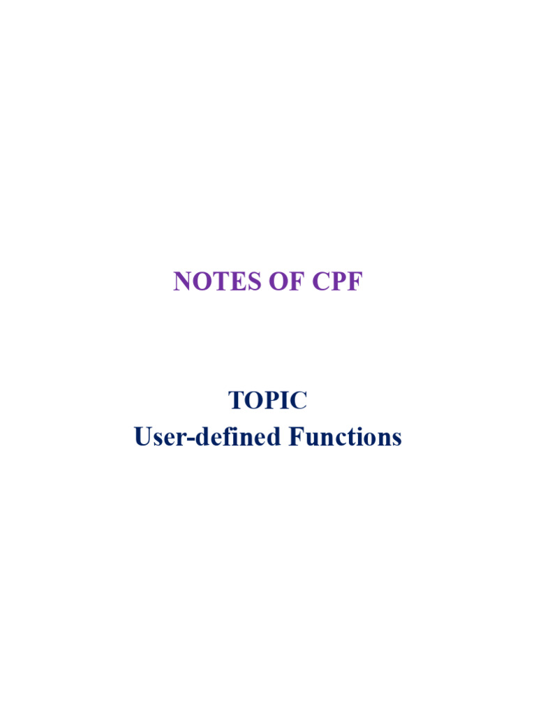 CPF Notes A&b Div Functions | PDF | Parameter (Computer Programming ...