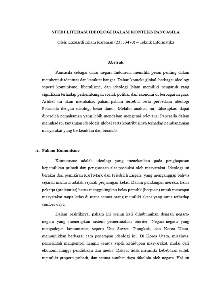 Studi Literasi Ideologi Dalam Konteks Pancasila | PDF