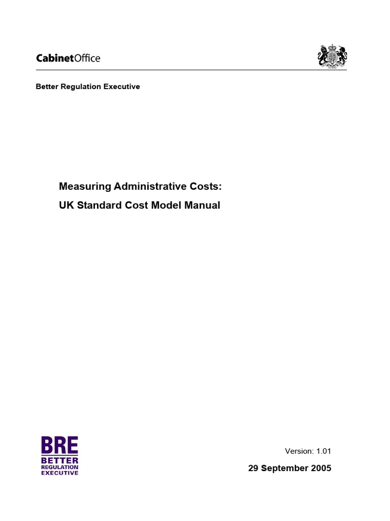 Cabinet Office, Better Regulation Executive, (2005) - Measuring Administrative Costs | PDF ...