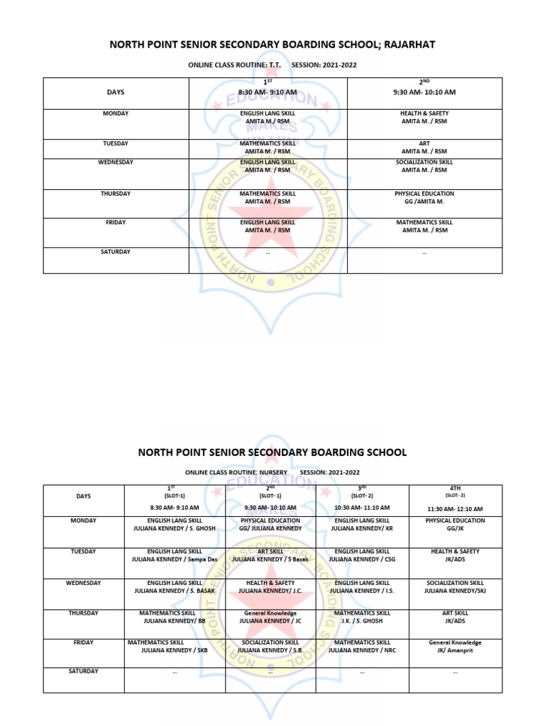 70 Revised Routine 2021 22 | PDF | Science | Observation