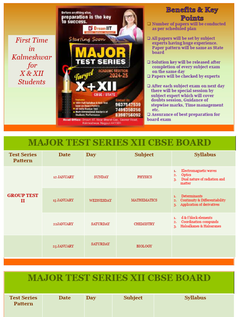 Dream - Iit - Test - Series - Plan - X - & - Xii - GRP - Test - 2 New ...