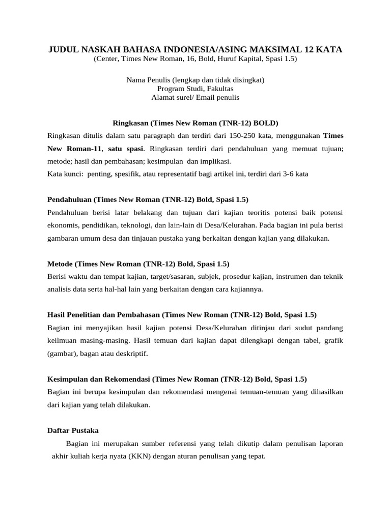 Template Laporan Akhir Individu KKN 2021 (Ok) | PDF