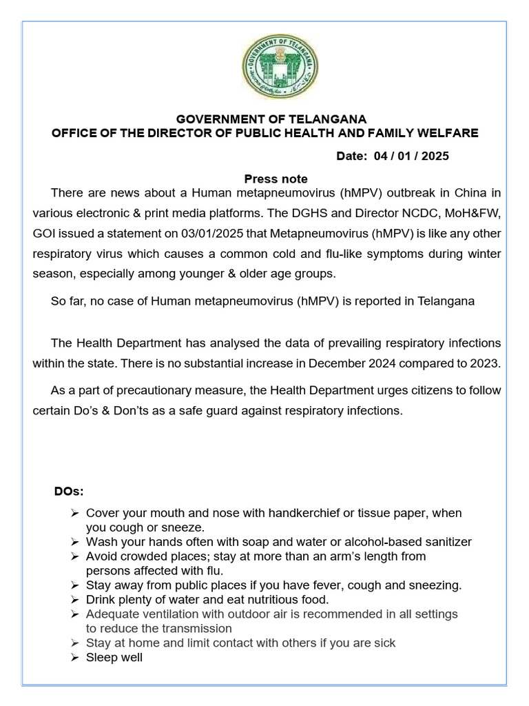 Press Note HMPV Final1 - 250104 - 191303 | PDF