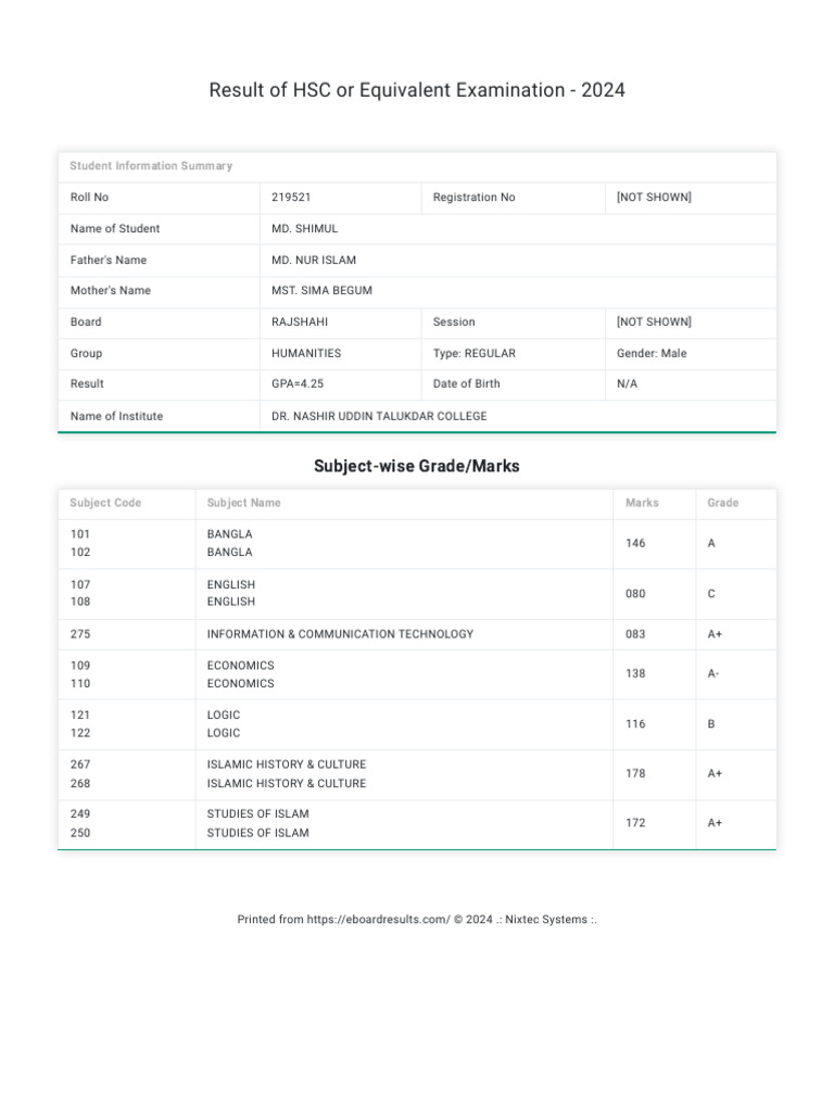 View Result (Click Here) - Education Board Results of Bangladesh | PDF