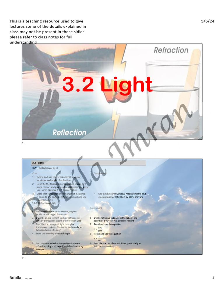 Light Reflection and Image Formation Guide | PDF | Reflection (Physics ...