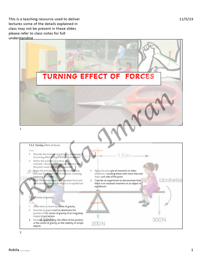 Turning Effect of Forces | PDF | Force | Friction