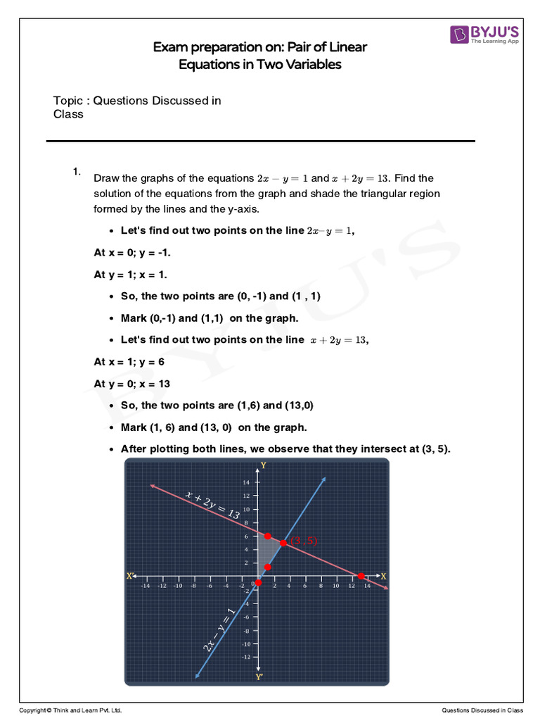 Pair of Linear Equations in Two Variables | PDF | Equations | Mathematical Concepts