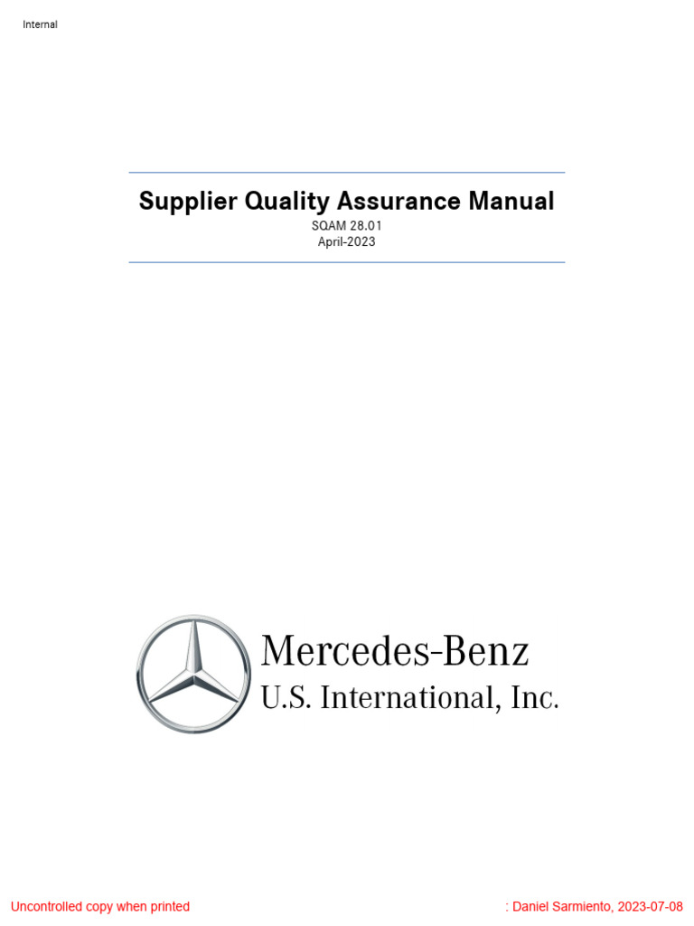 Supplier Quality Assurance Manual | PDF | Quality Management | Quality ...