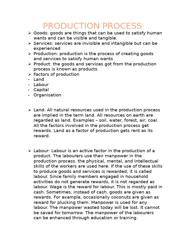 PRODUCTION PROCESS | PDF | Capital (Economics) | Goods