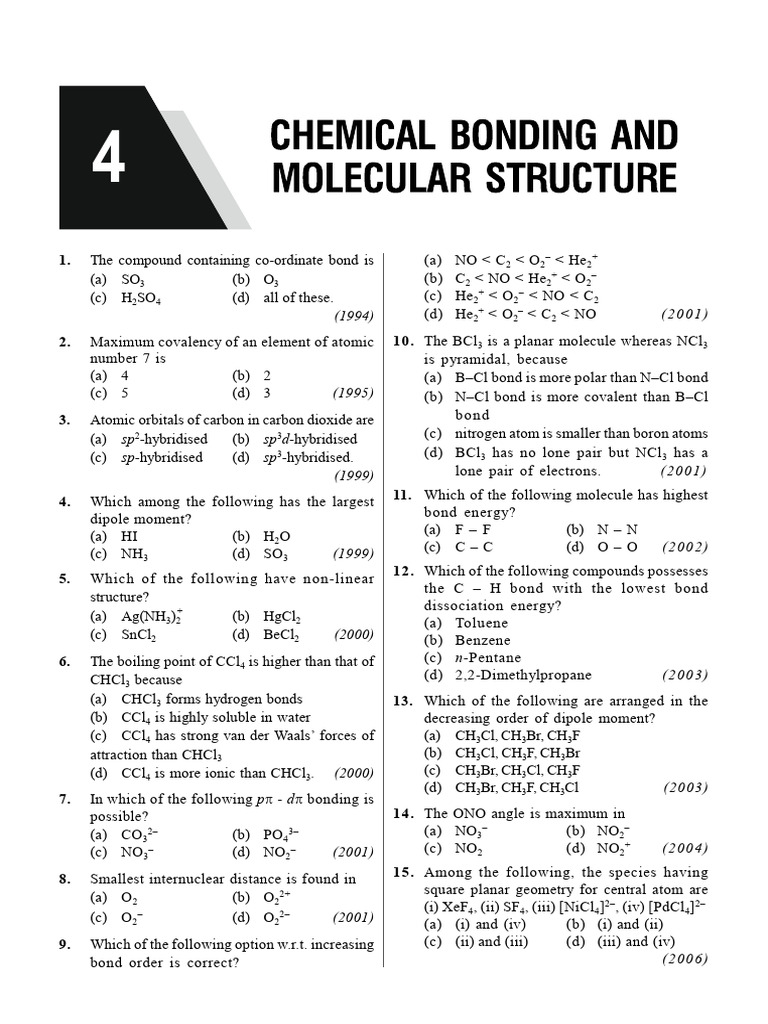 Chemistry Exam Prep: Bonding & Structure | PDF | Chemical Bond ...