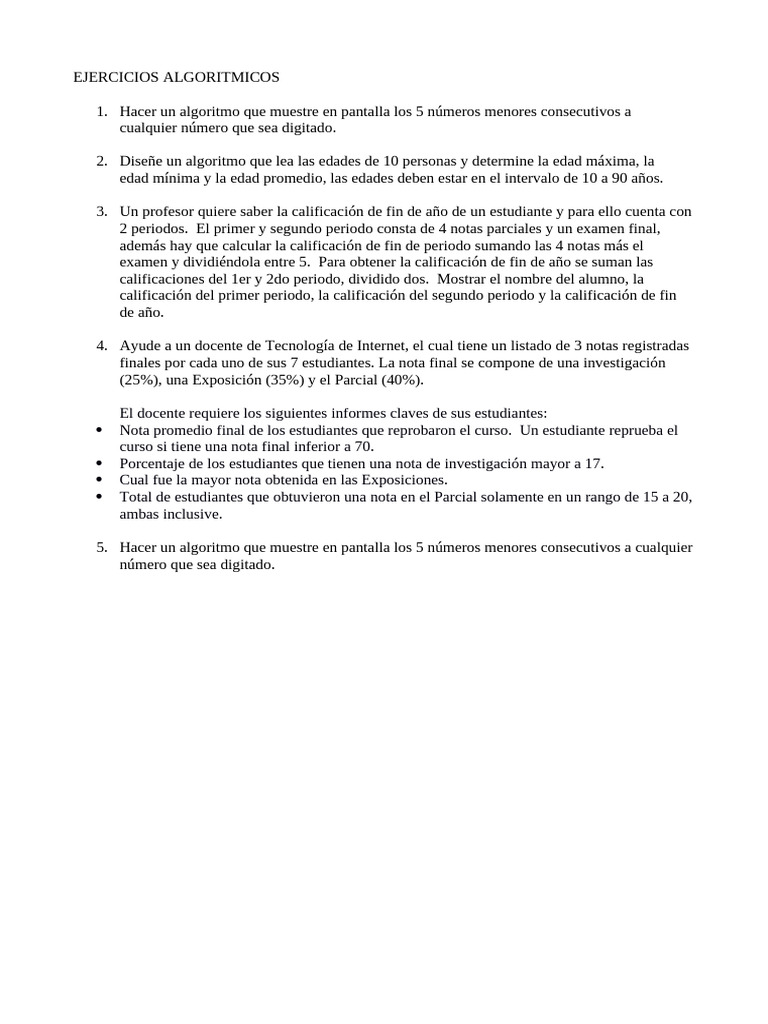 Ejercicios Algoritmicos Practica Final | PDF | Maestros