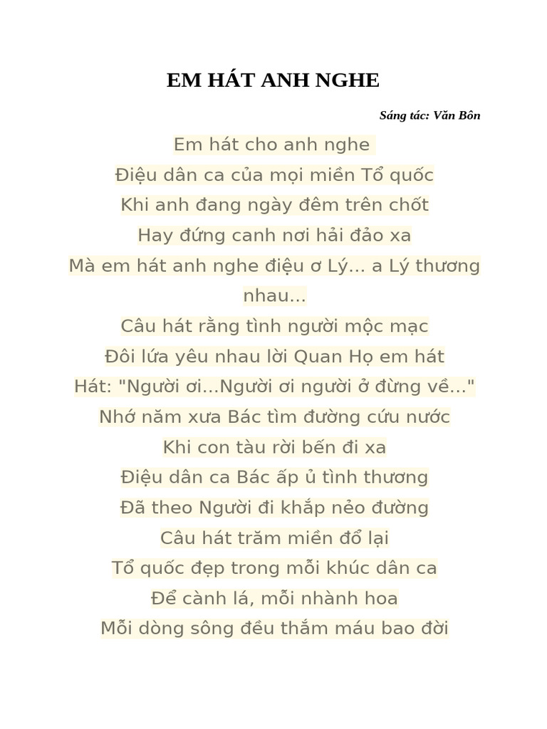 Em Hát Anh Nghe | PDF