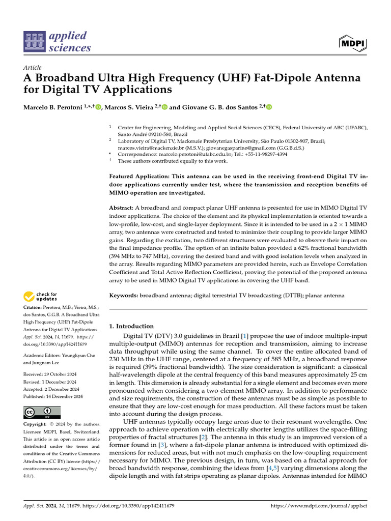 applsci-14-11679 | PDF | Antenna (Radio) | Ultra High Frequency