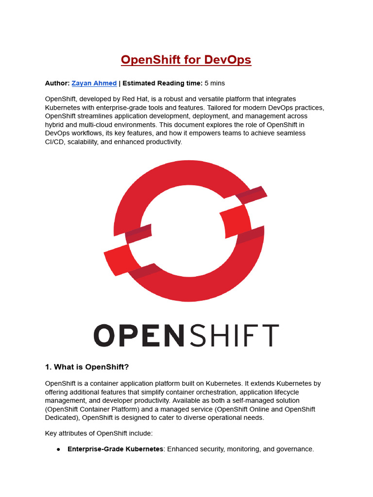 Openshift For Devops Pdf Cloud Computing Information Technology
