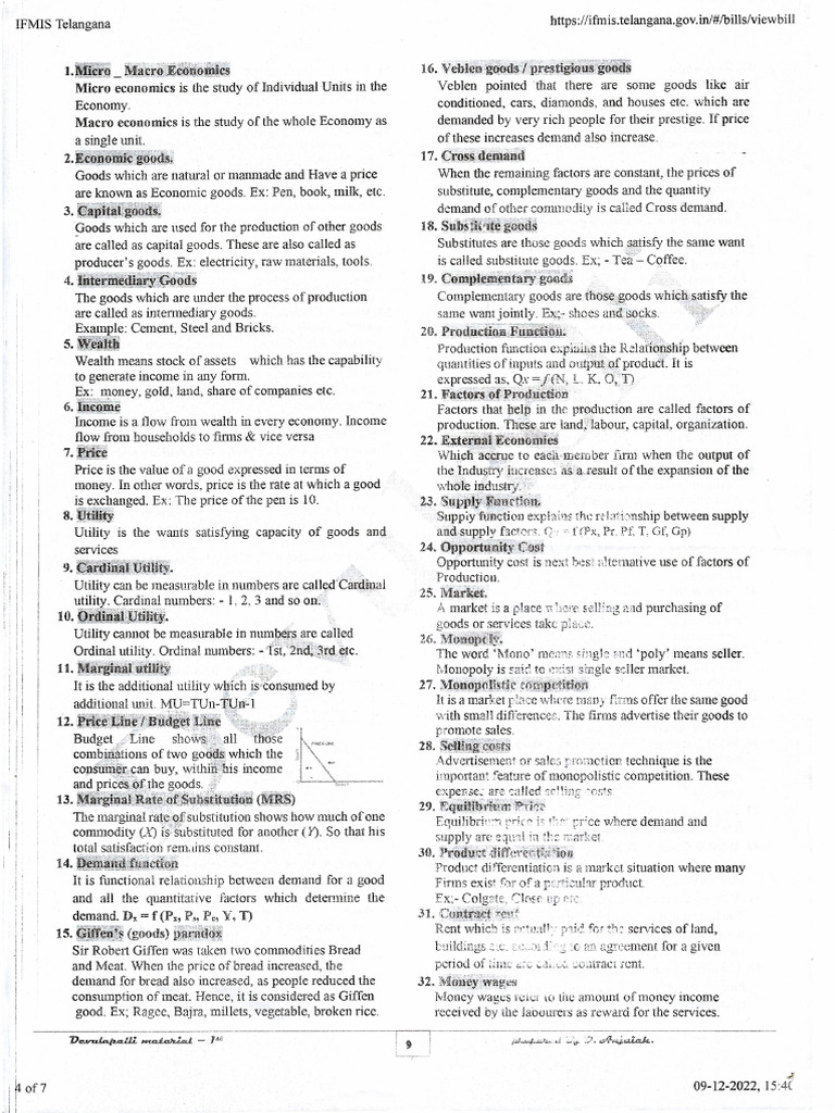 Inter 1st Year Cec Economics Q and A | PDF