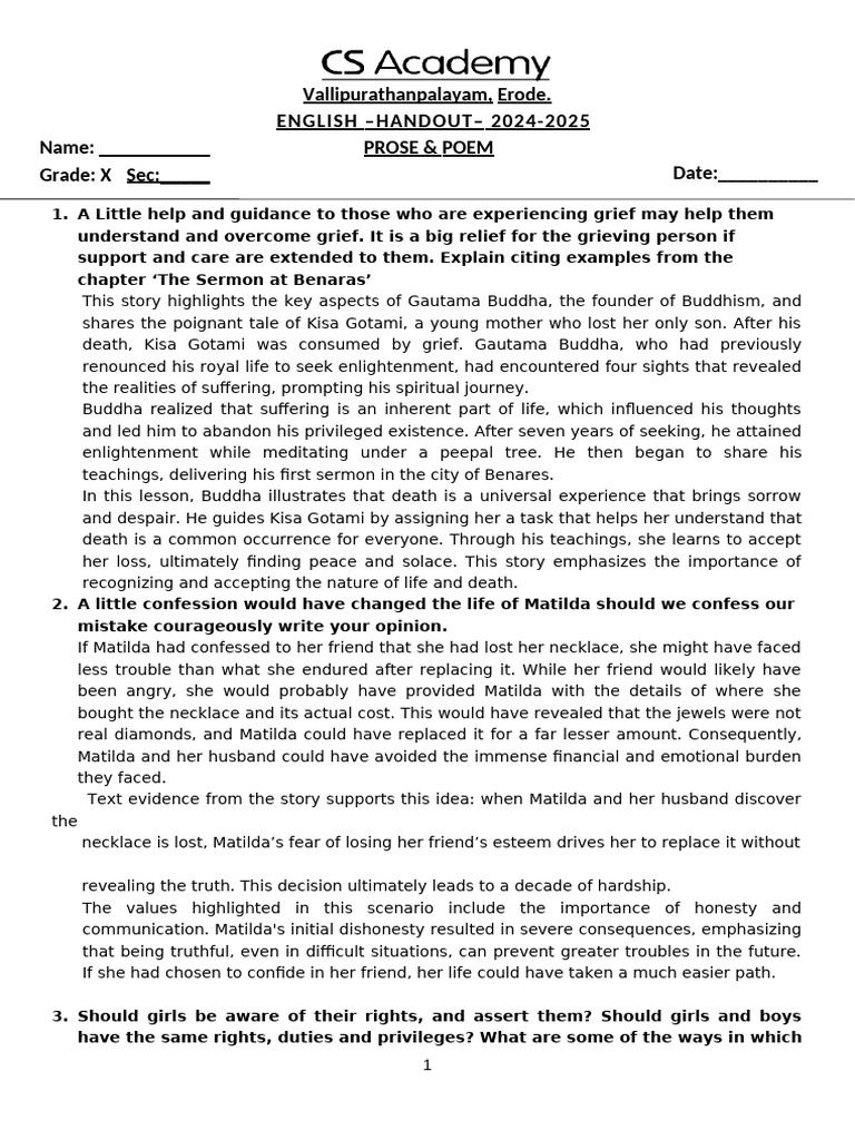 PA -4 Prose and poem (1) | PDF