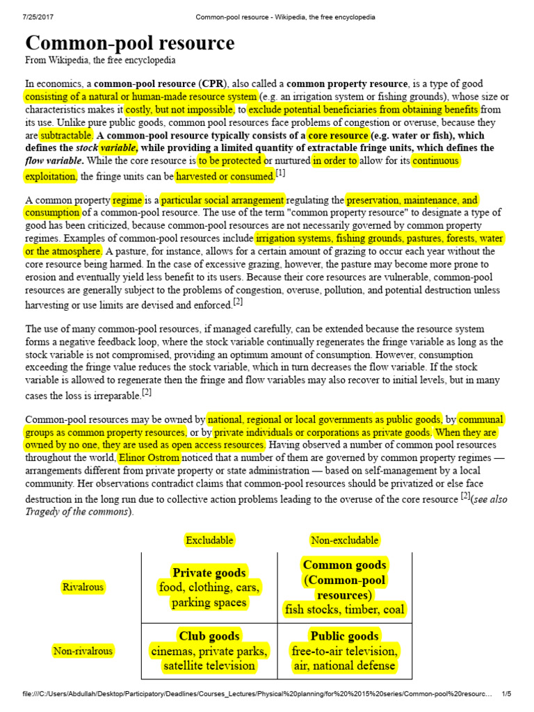 Common Pool Resource | PDF | Market Failure | Environmental Science