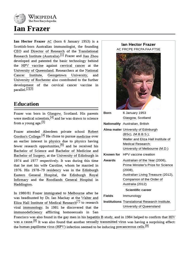 Ian_Frazer | PDF | Medical Specialties | Health Sciences