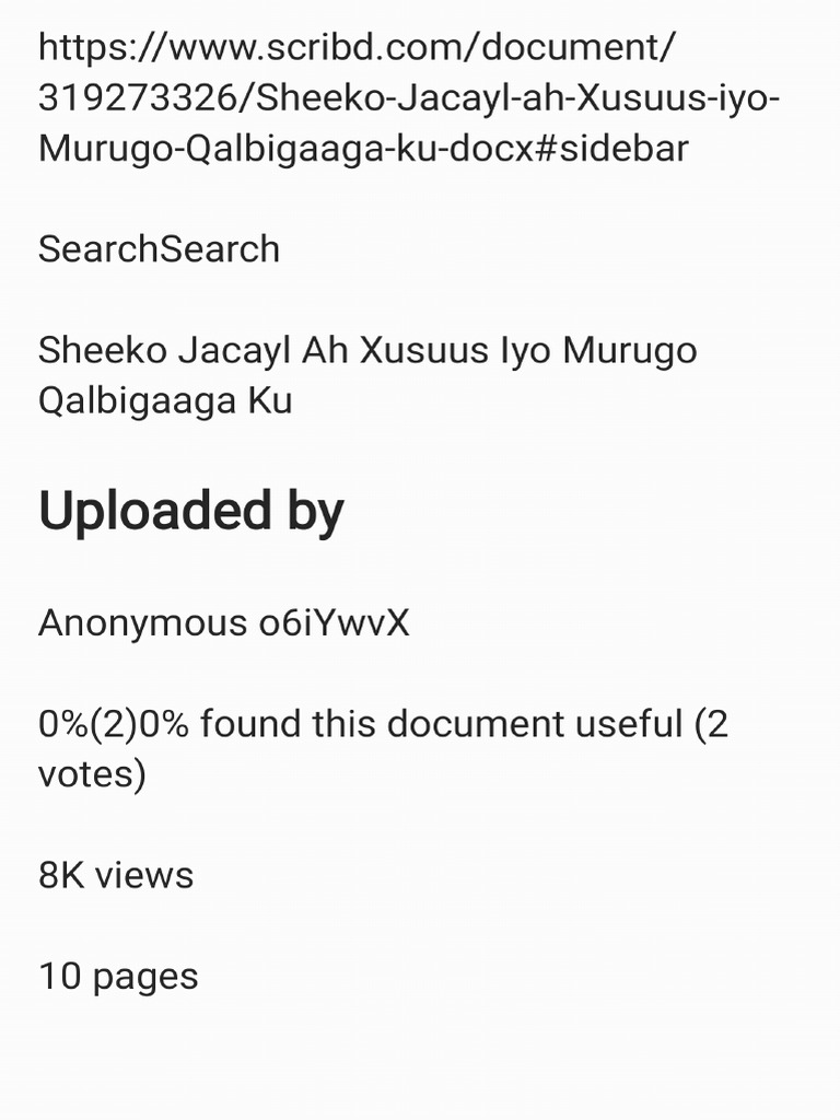 Sheekoyin Jaceeyl | PDF
