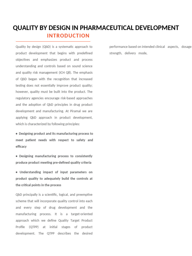 Quality by Design (QBD) in Pharmaceutical Development | PDF | Risk