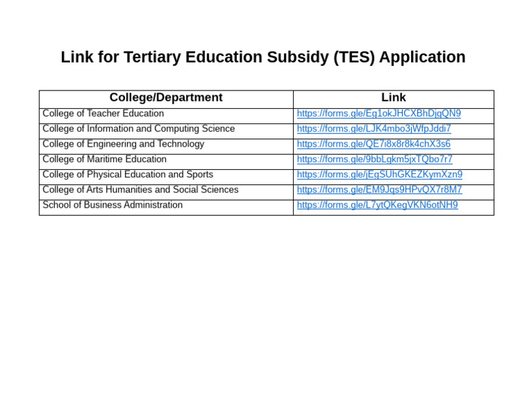 Link For Tertiary Education Subsidy | PDF