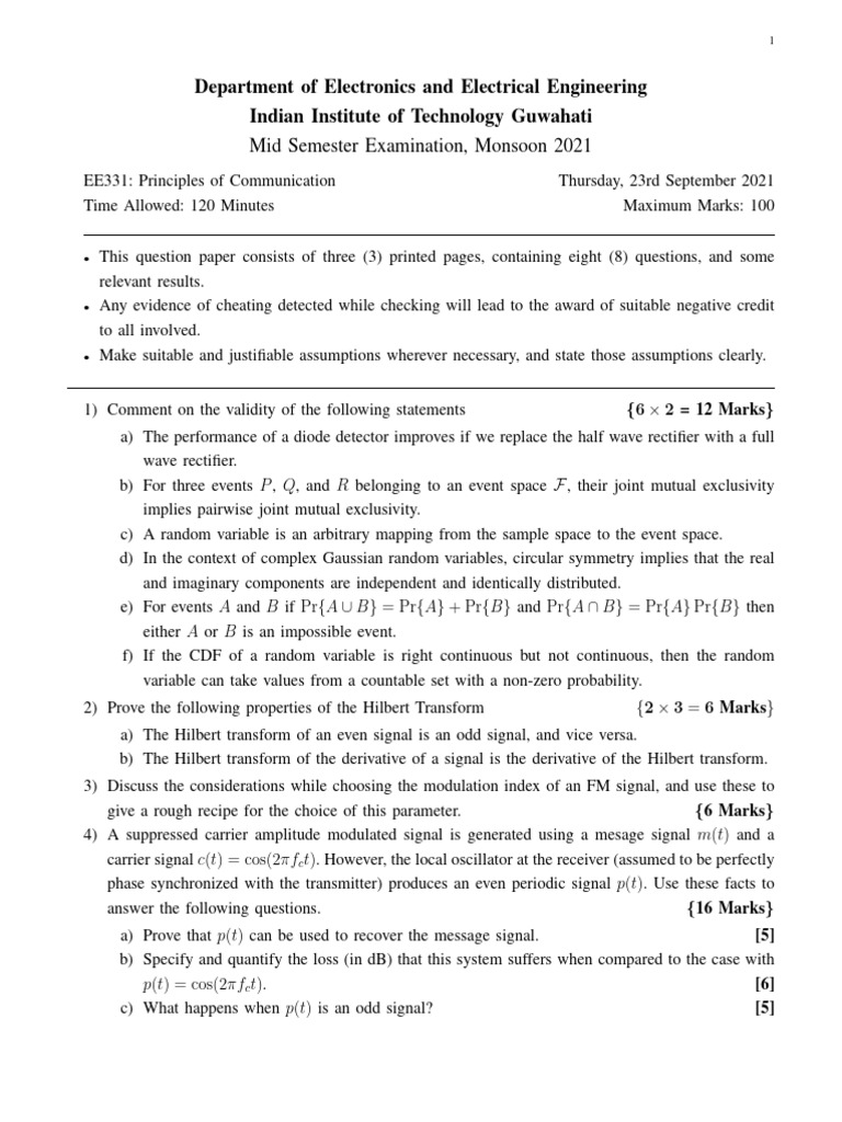 Mid_term_2021 | PDF | Frequency Modulation | Modulation