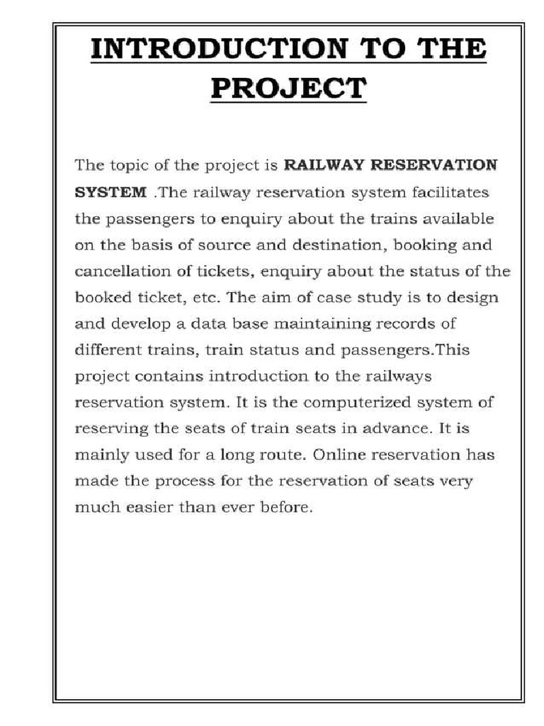 Railway Reservation Cs Project Doc | PDF