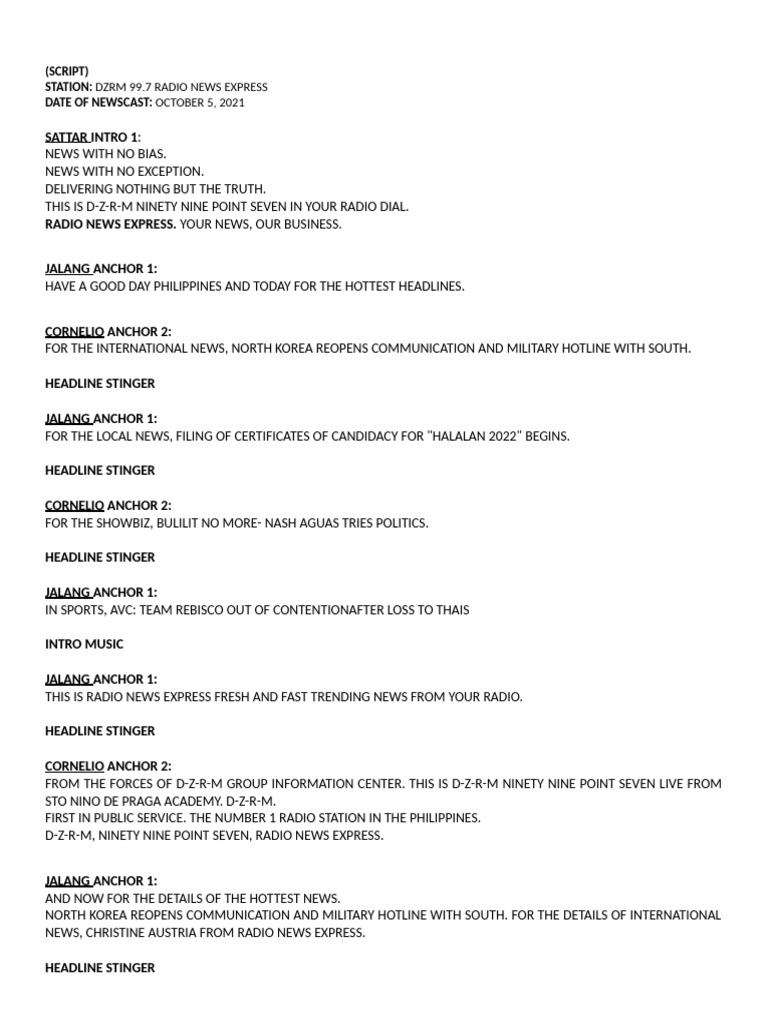 DZRM Radio News Highlights - Oct 5, 2021 | PDF | News | Entertainment