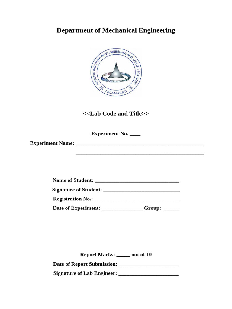 Mechanical Engineering Lab Report | PDF