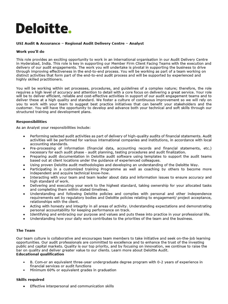 USI RADC Analyst Updated | PDF | Audit | Accounting