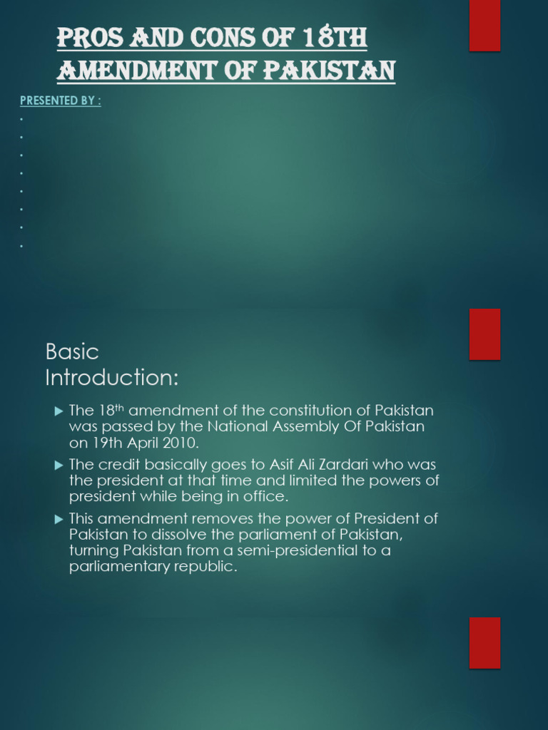 18th Amendment of Pakistan: Pros and Cons | PDF | Parliament Of ...