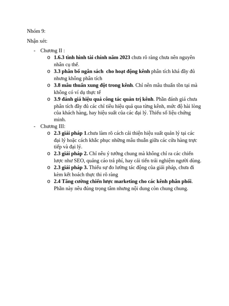 Nhóm 9 nhận xét | PDF