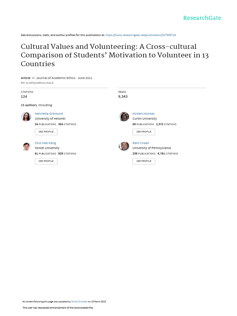 HANDY Cross Cultural Student Volunteering | PDF | Volunteering ...
