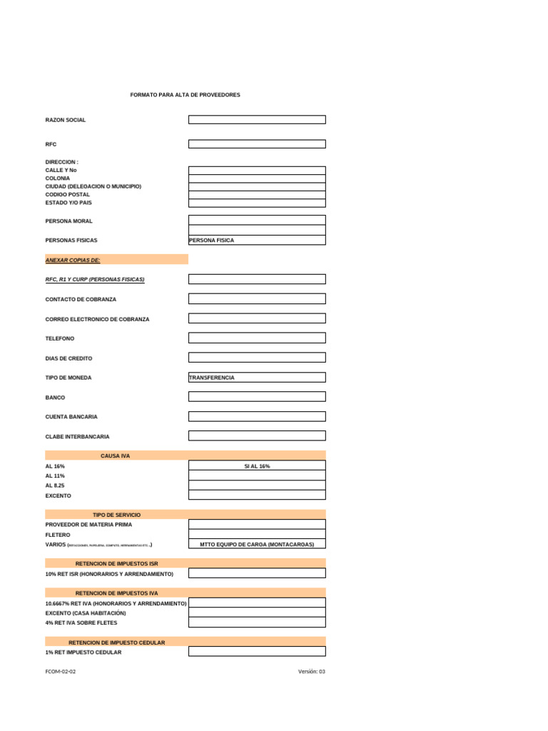 Formato de Alta | PDF