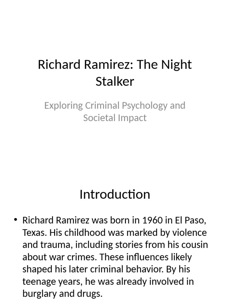 Richard Ramirez: Night Stalker Analysis | PDF