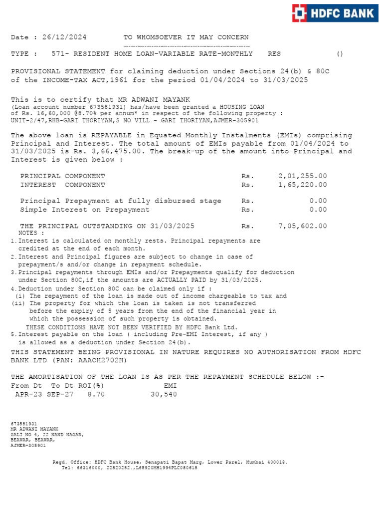 IT - Certificate - 673581931 Mayank Adwani Updated | PDF | Loans | Interest