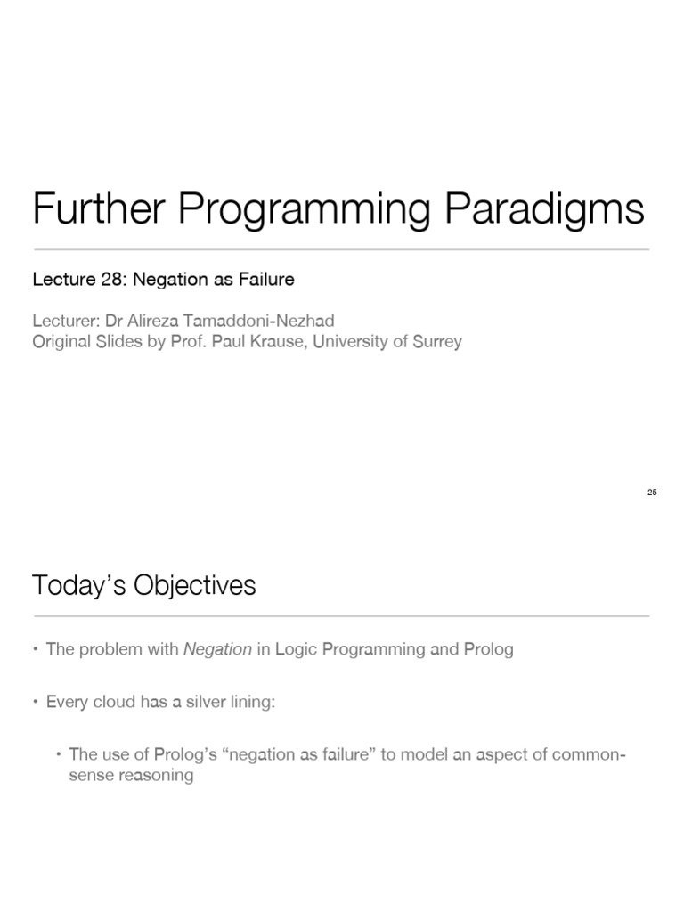 Lecture 28 Negation As Failure | PDF | Logic | Mathematical Logic