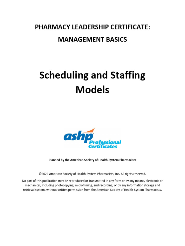 Pharmacy Leadership: Staffing Models Guide | PDF | Pharmacy | Pharmacist