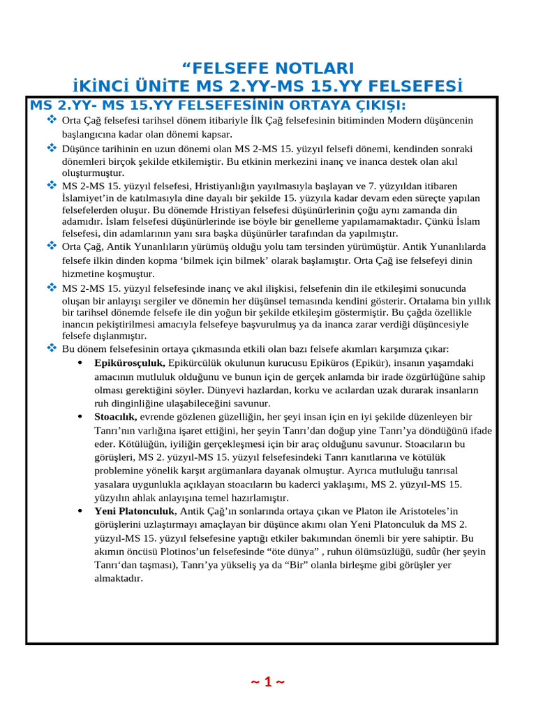 Felsefe 11.sinif İki̇nci̇ Üni̇te | PDF