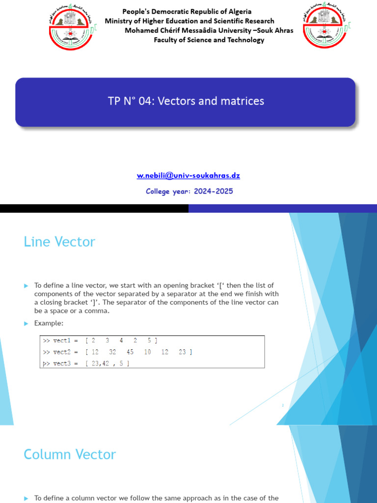 TP N°4 | PDF | Matrix (Mathematics) | Matlab