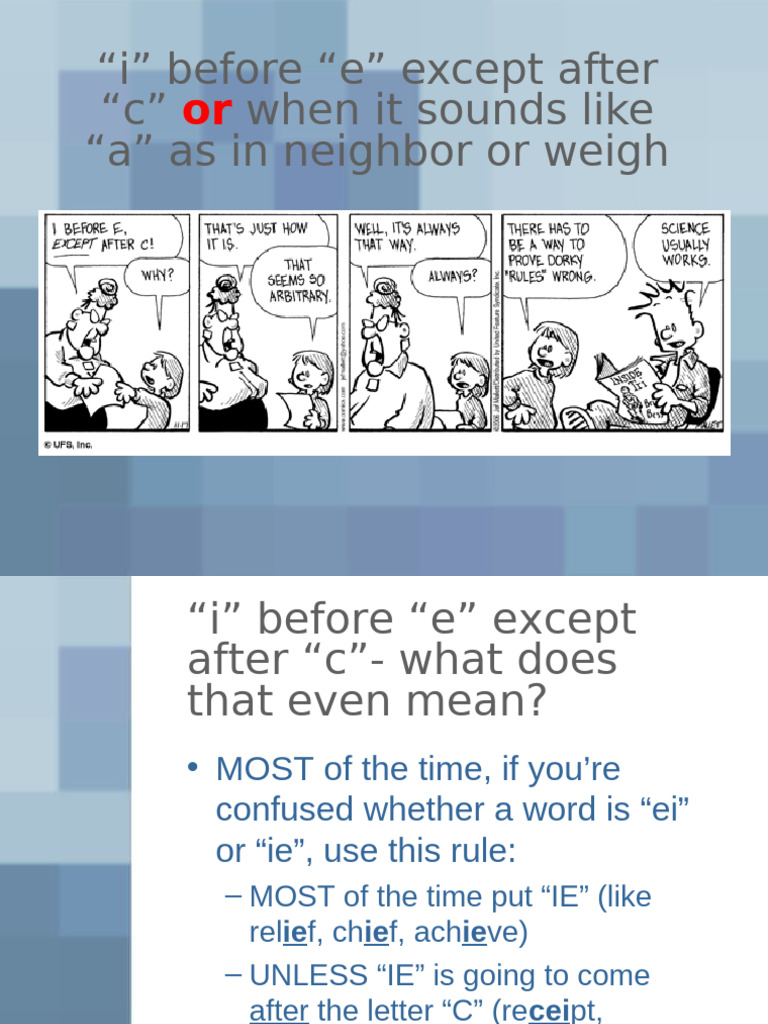 Ie and Ei Spelling Rule | PDF