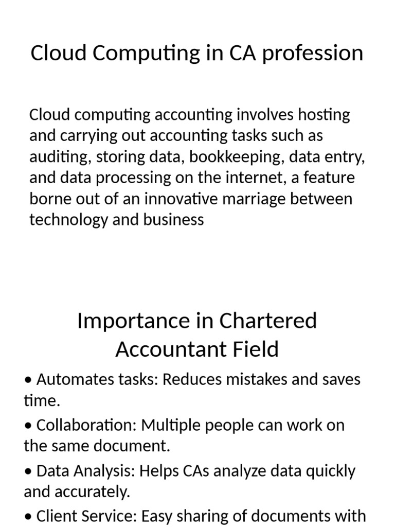 Simple Cloud Computing in CA Profession-1 | PDF