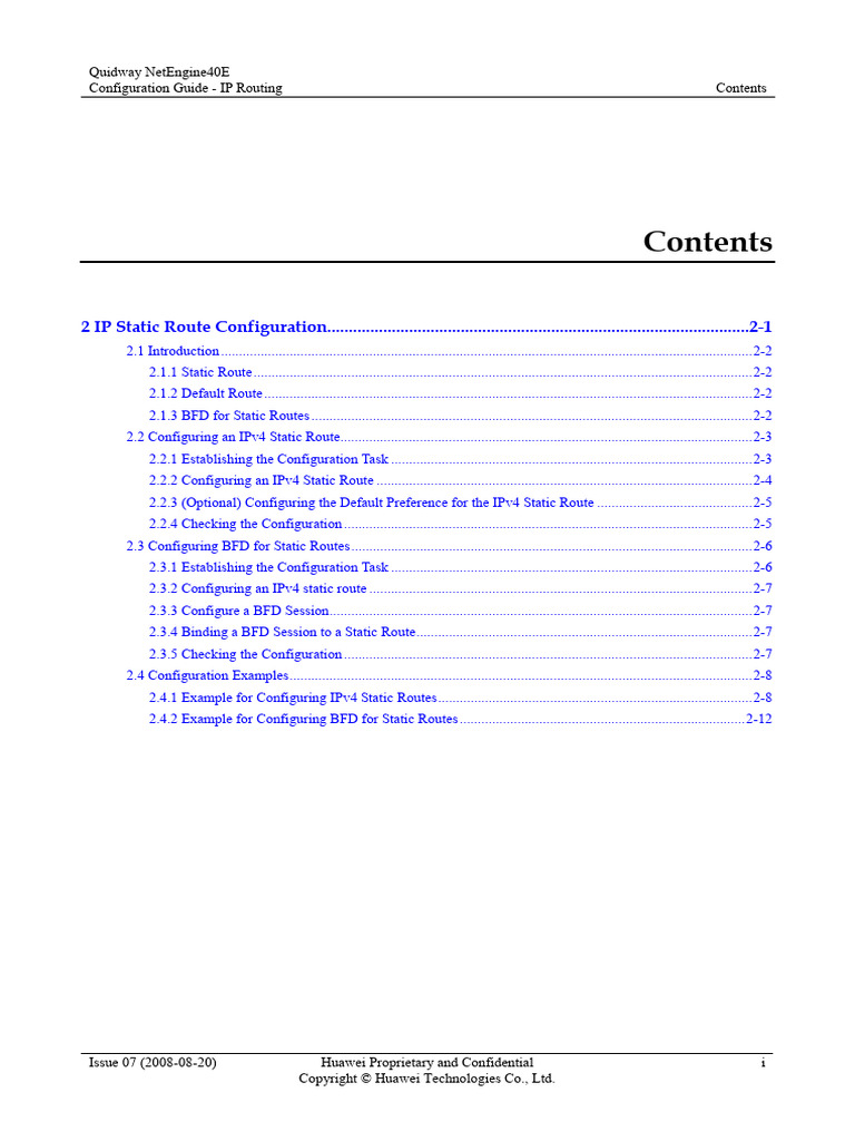 01 02 Ip Static Route Configuration Pdf Router Computing Ip Address