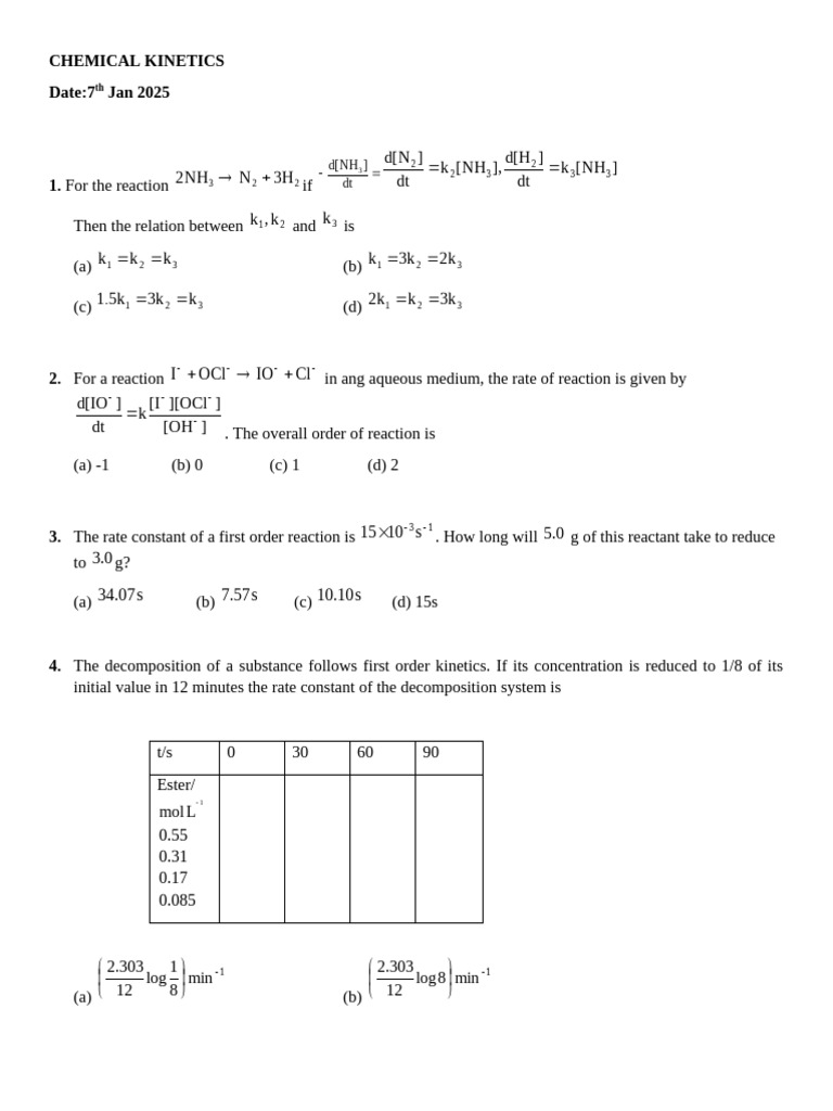 Chemical Kinetics: Reaction Rates and Constants | PDF | Reaction Rate ...